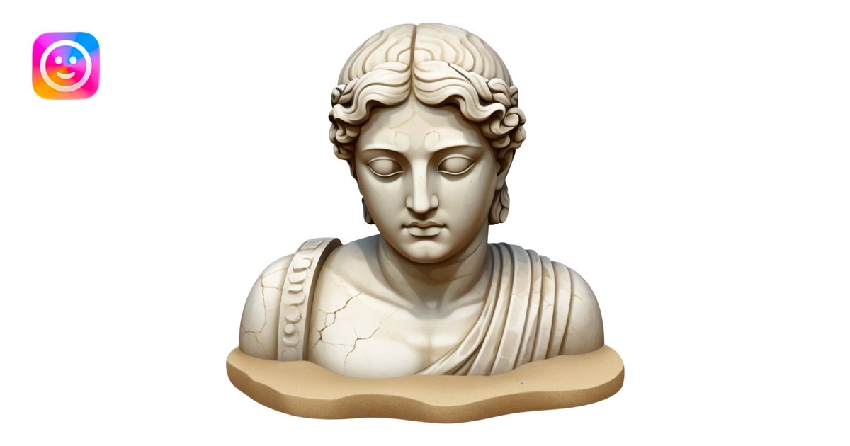 Sunken ancient Greek statue partially buried in sand, underwater with ...