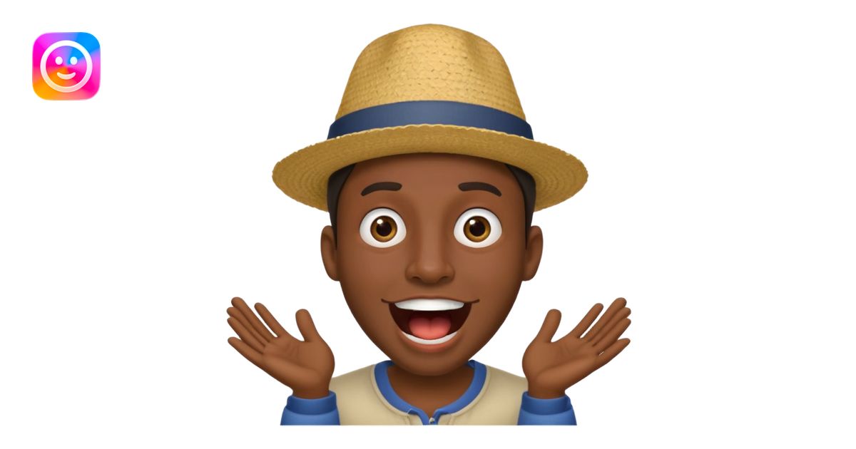 homme créole réunionnais étonné bouche ouverte avec chapeau emoji | AI ...