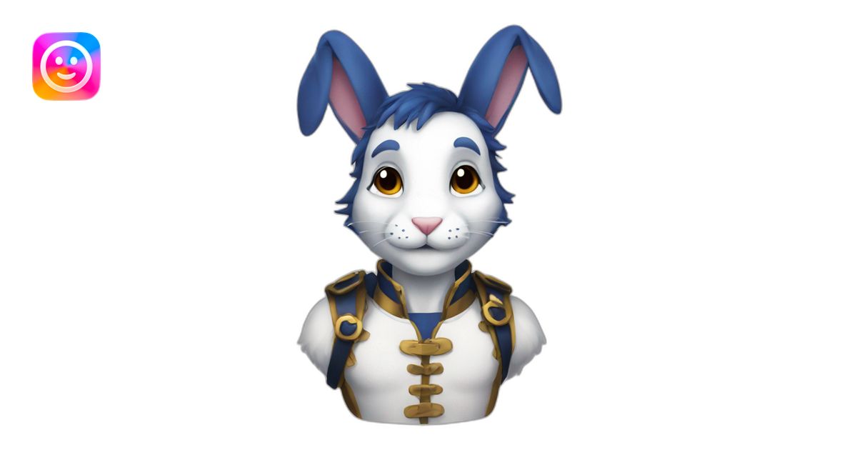 Male Anthro white rabbit with dark blue hair emoji | AI Emoji Generator