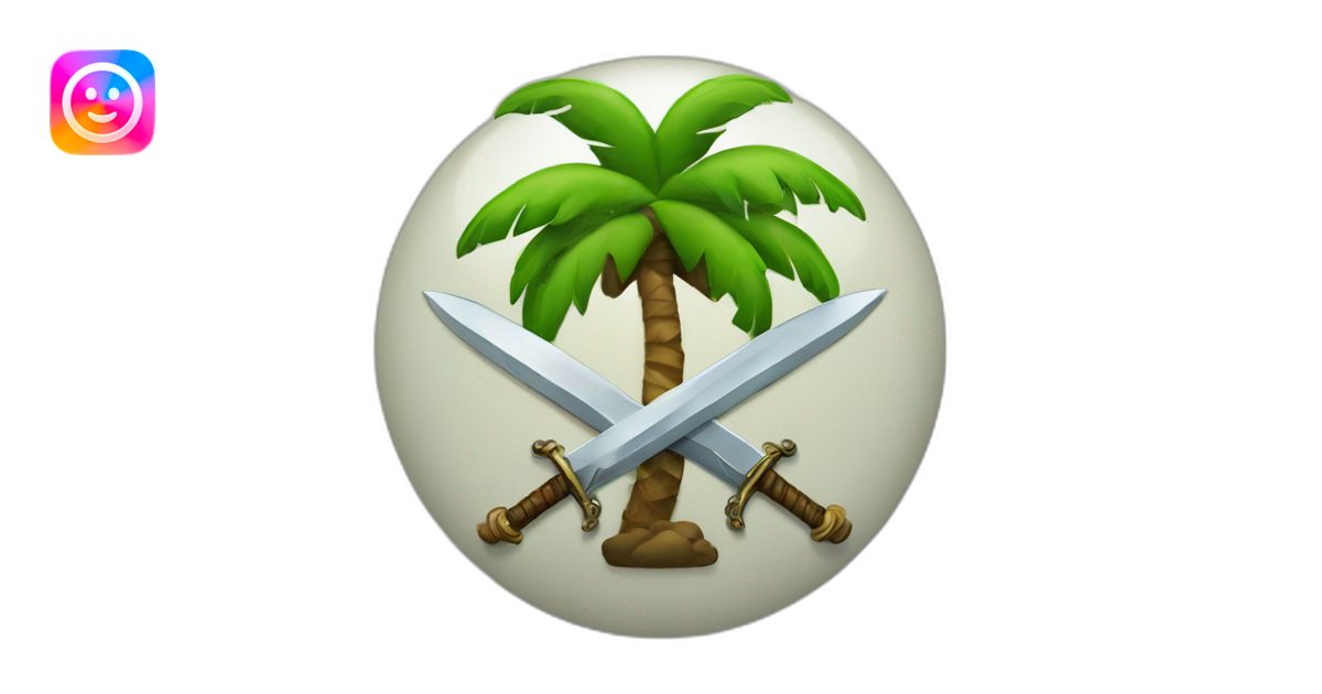 logo of two crossed swords with a palm tree in the middle emoji | AI ...