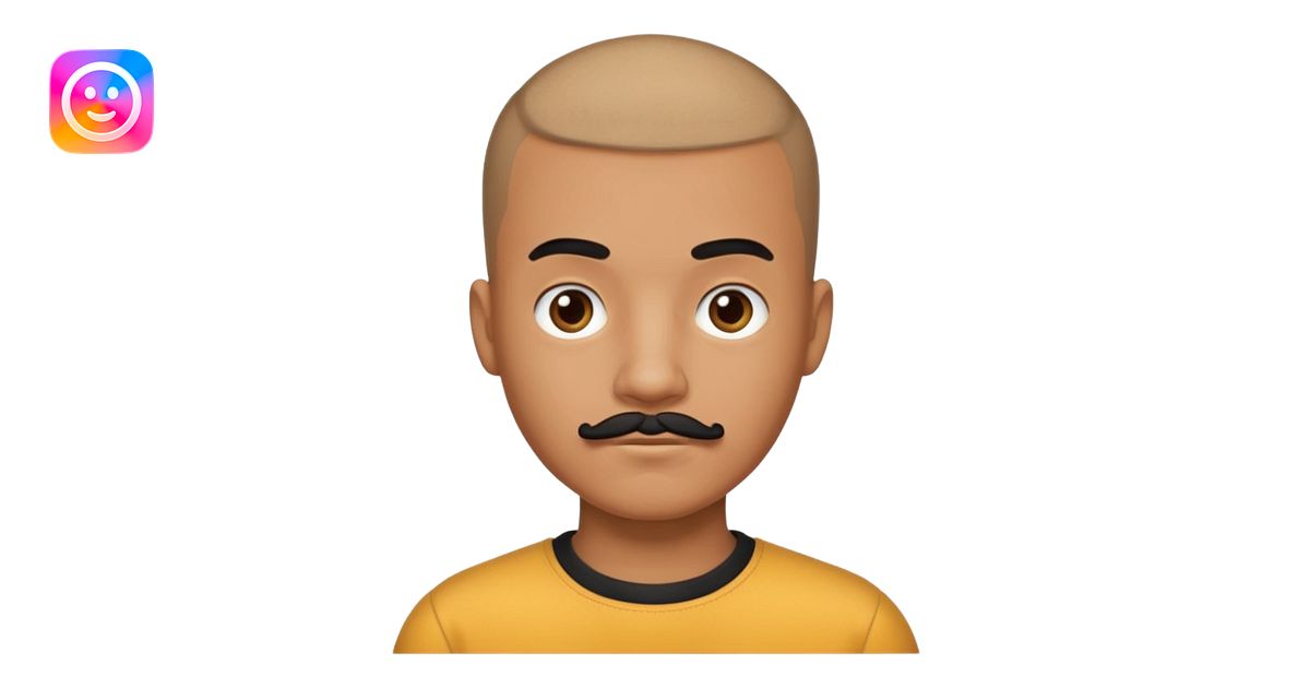 buzz cut boy with black moustache emoji | AI Emoji Generator