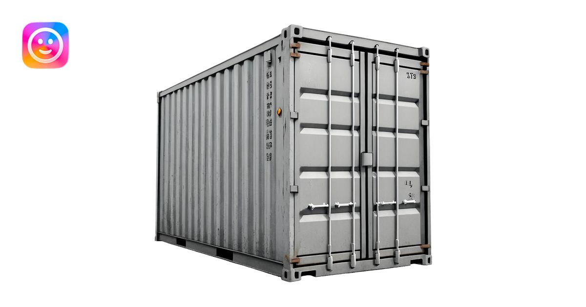 shipping container cast in raw grey concrete emoji | AI Emoji Generator