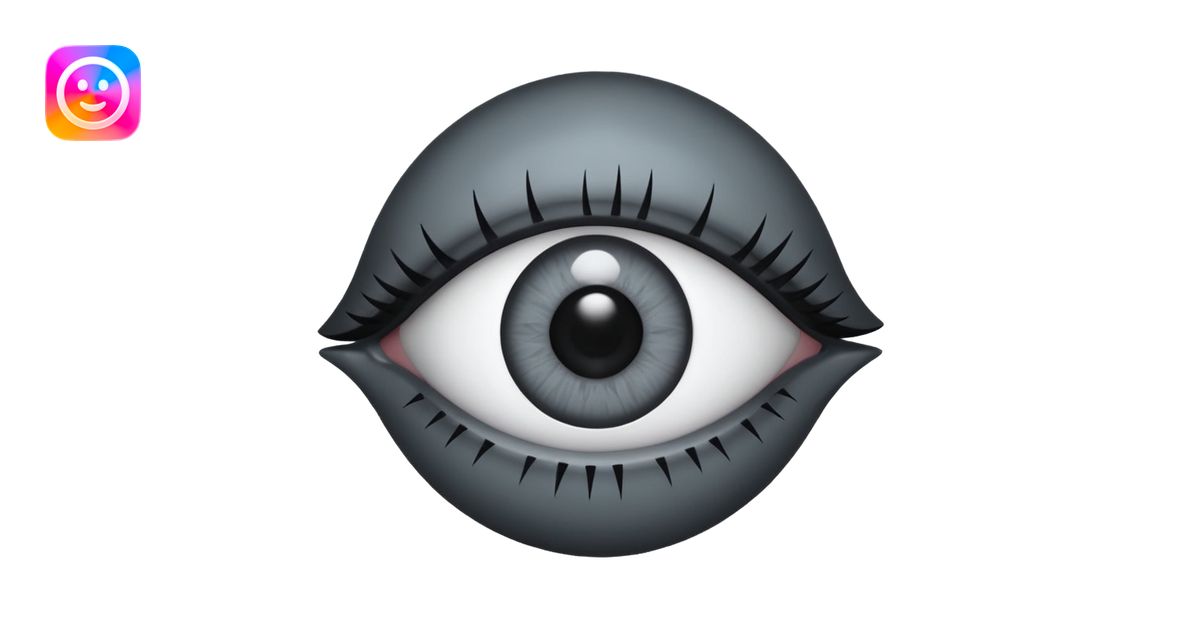 Minimal emoji, gothic futuristic eye, cold grey sclera, the pupil is ...