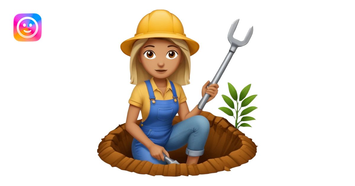woman digging a hole to poop in emoji | AI Emoji Generator