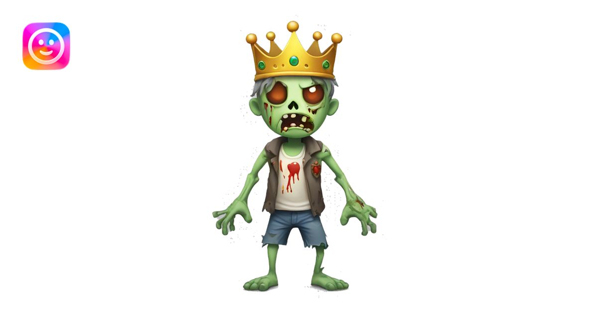 a cartoon zombie with a crown on its head,full body,make the zombie ...