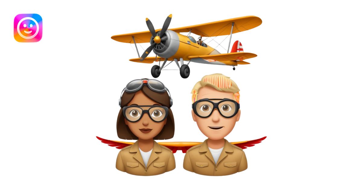 White man and brown woman wingwalking on separate planes emoji | AI ...
