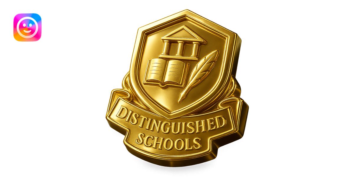 Create a prestigious gold label for distinguished schools with elegant ...