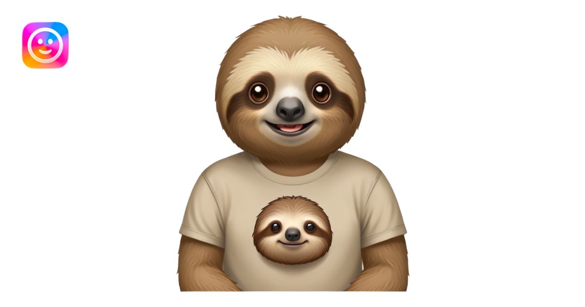 a sloth with a grumpy face and in a t-shirt that says “sonya” emoji ...