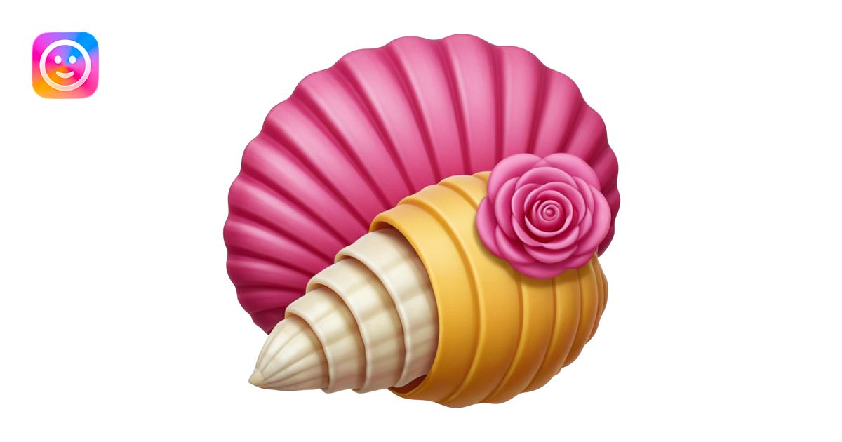 "Un'emoji che raffigura una conchiglia e una rosa fuse insieme in stile ...