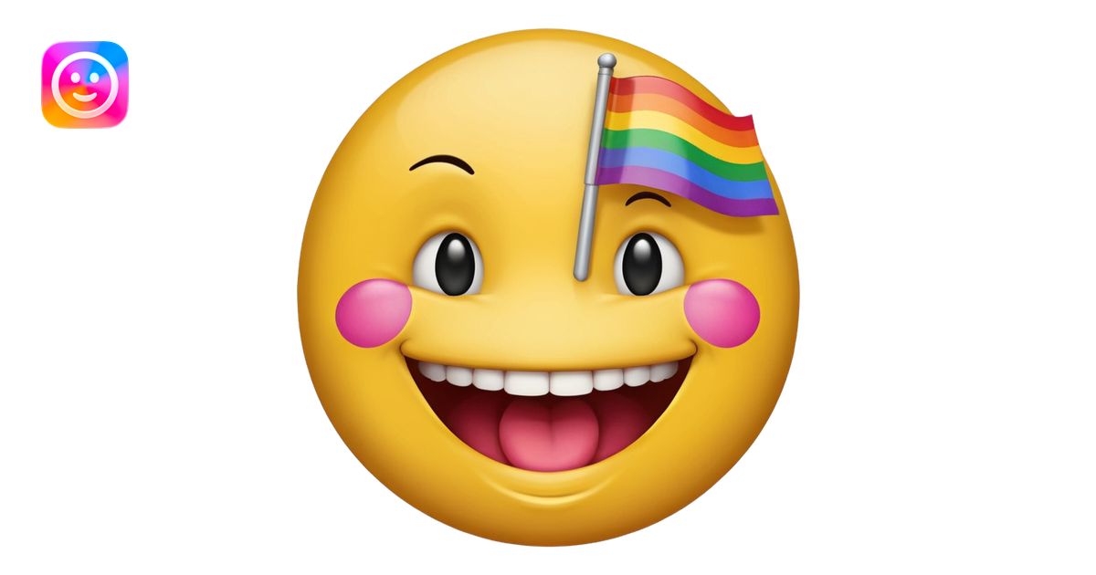 Smiley face biting lip with progress pride flag skin emoji | AI Emoji ...
