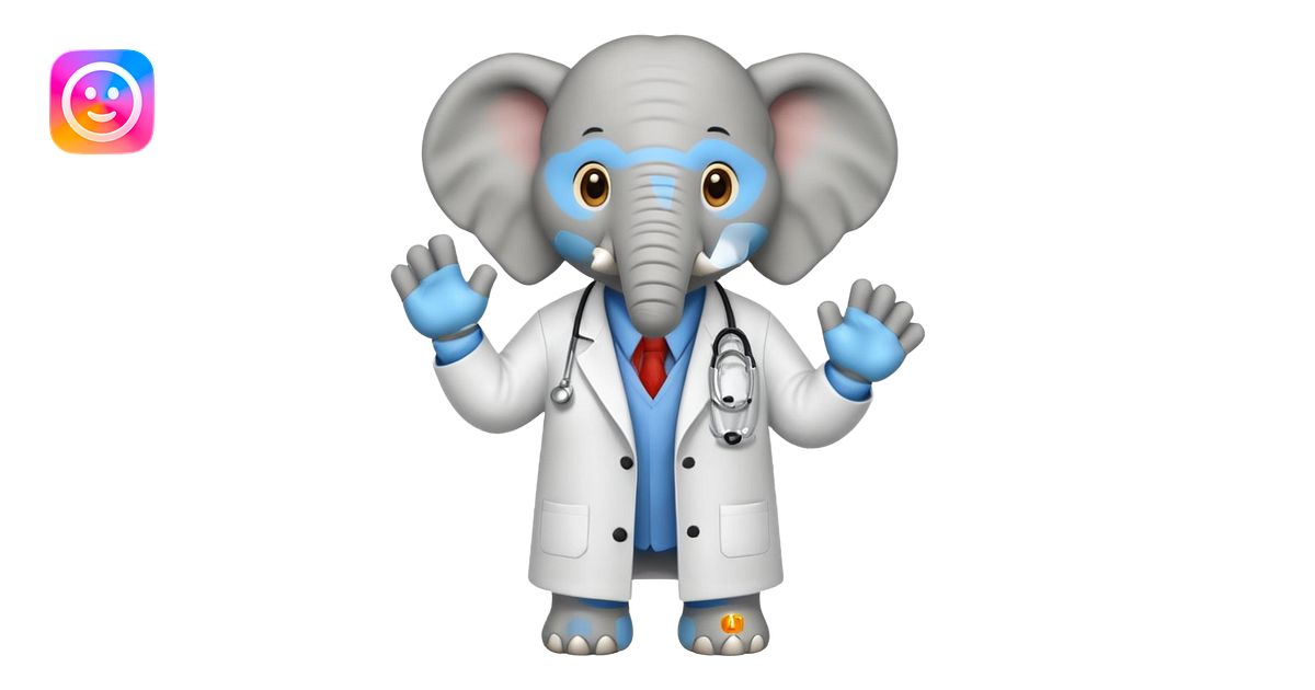Soccer playing elephant which wears doctor's white coat. emoji | AI ...