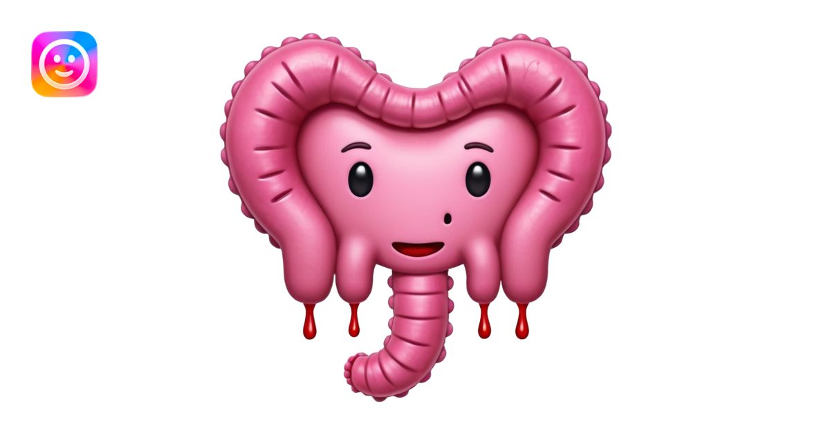 an emoji style image of a bleeding intestine emoji | AI Emoji Generator