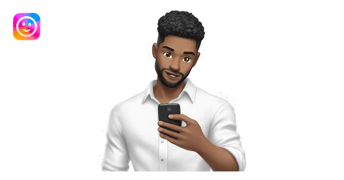 barcode boy with phone. emoji | AI Emoji Generator