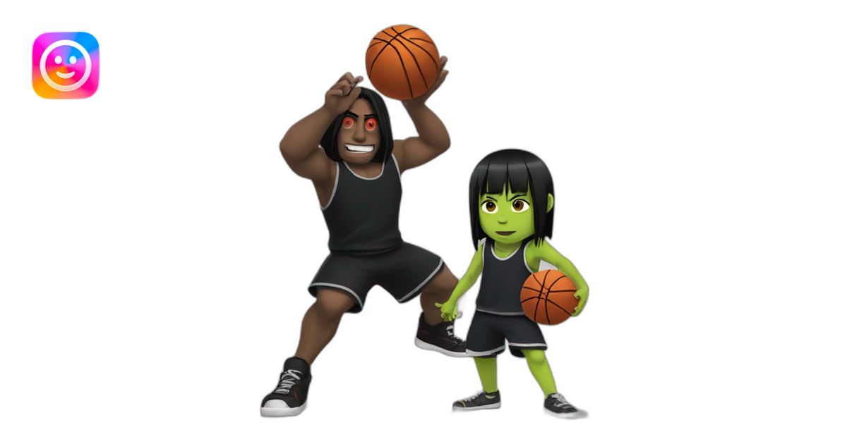 Itachi and shrek play basketball emoji | AI Emoji Generator