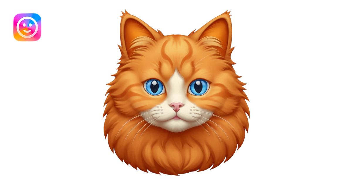 orange puffy cat with blue eyes emoji | AI Emoji Generator