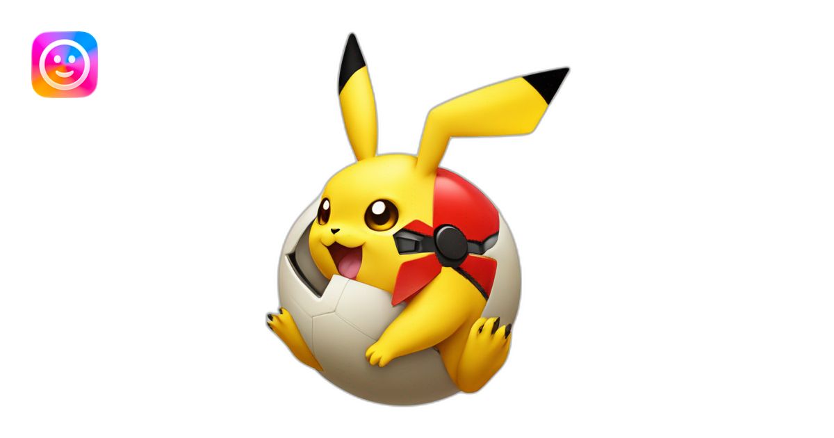 pikachu peeking out of poke ball emoji | AI Emoji Generator
