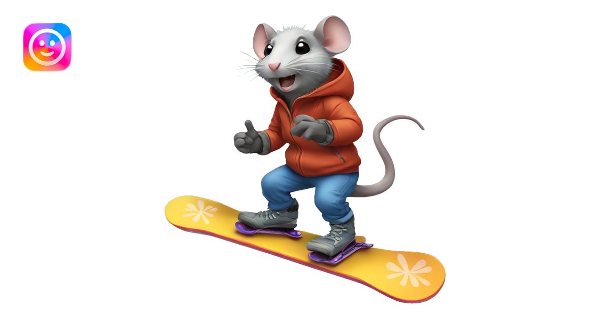Rat on a snowboard emoji | AI Emoji Generator