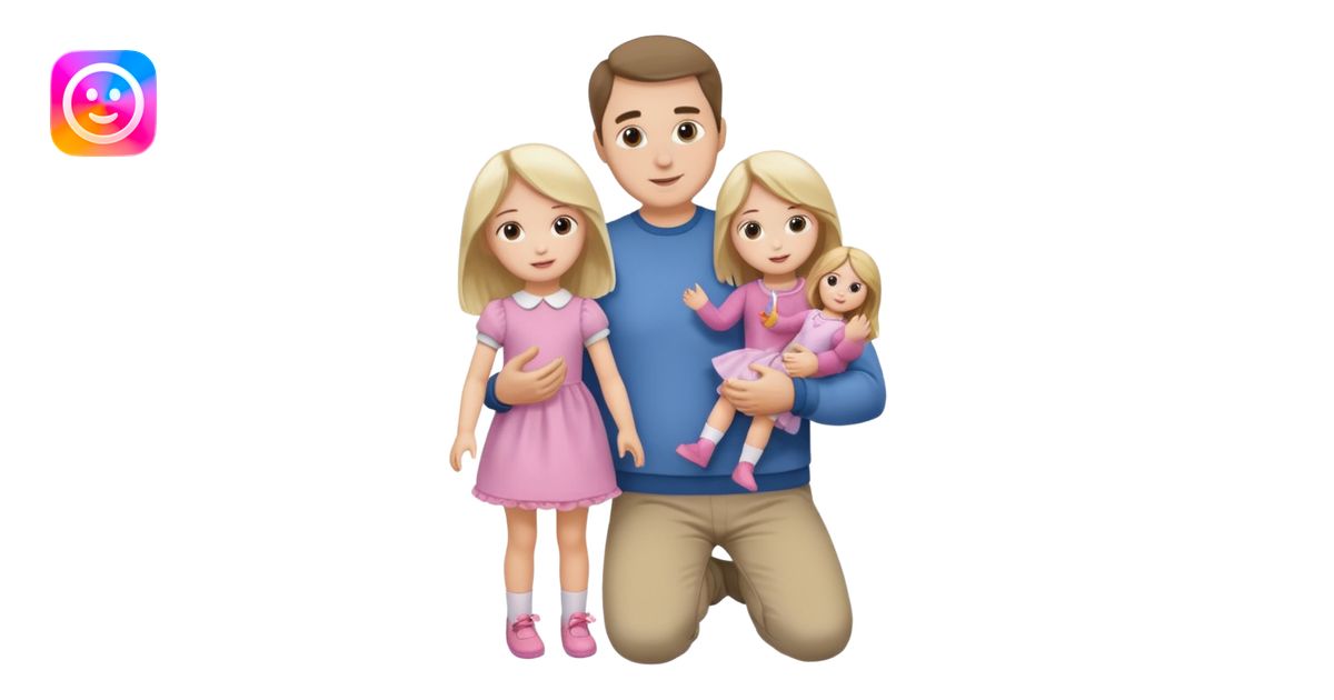 father and daughter playing dolls full body emoji | AI Emoji Generator
