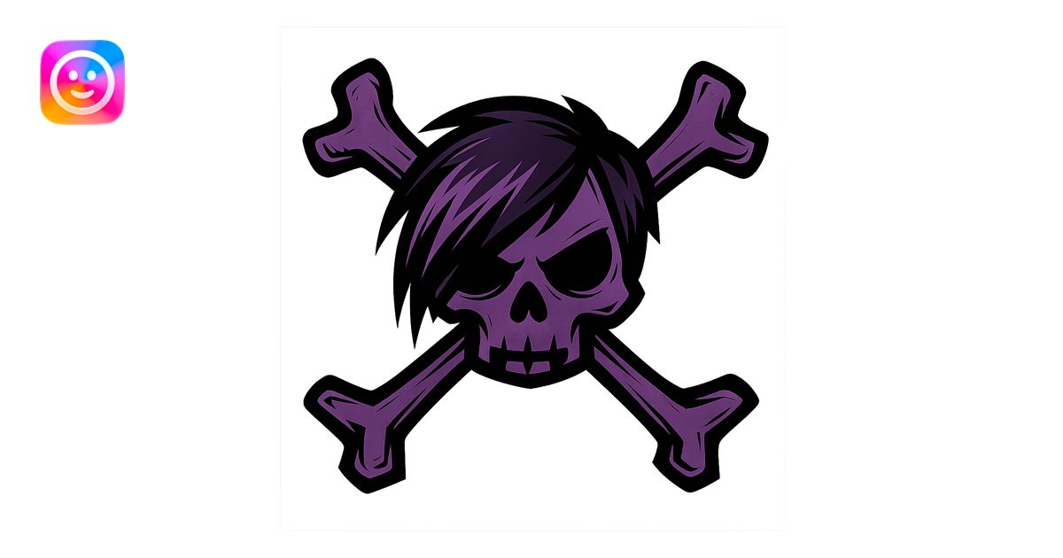 emo style black and purple crossbones emoji | AI Emoji Generator