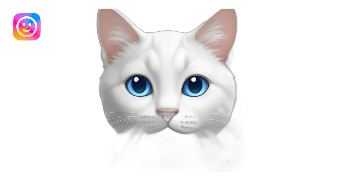 White cat with sabe color fur blue eyes emoji | AI Emoji Generator