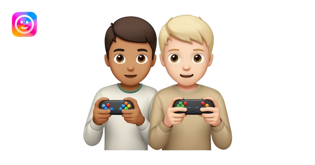 Two boys playing video games emoji | AI Emoji Generator