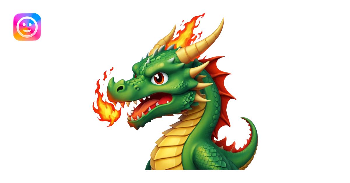The big, angry dragon is breathing fire. emoji | AI Emoji Generator