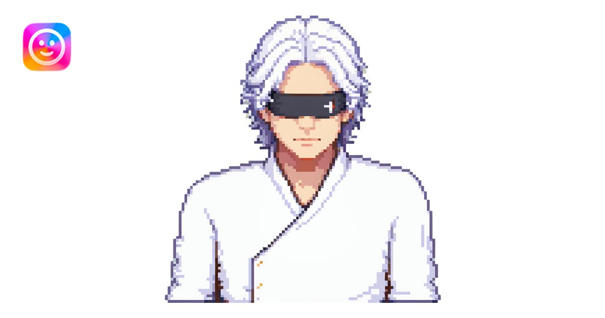 Satoru Gojo, white hair, blindfold, using infinity technique, pixel art ...