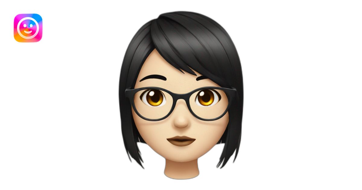 Chinese Emo girl with glasses and black hair emoji | AI Emoji Generator