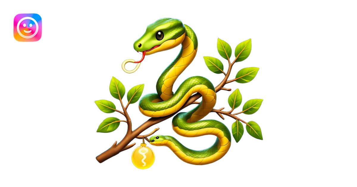 Snake wrapped around a glowing branch emoji | AI Emoji Generator
