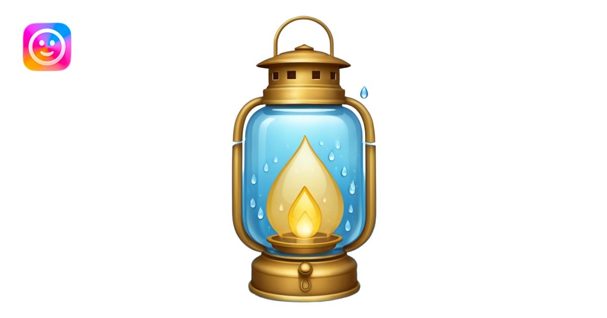 Water Lantern, more water drops inside lantern. emoji | AI Emoji Generator