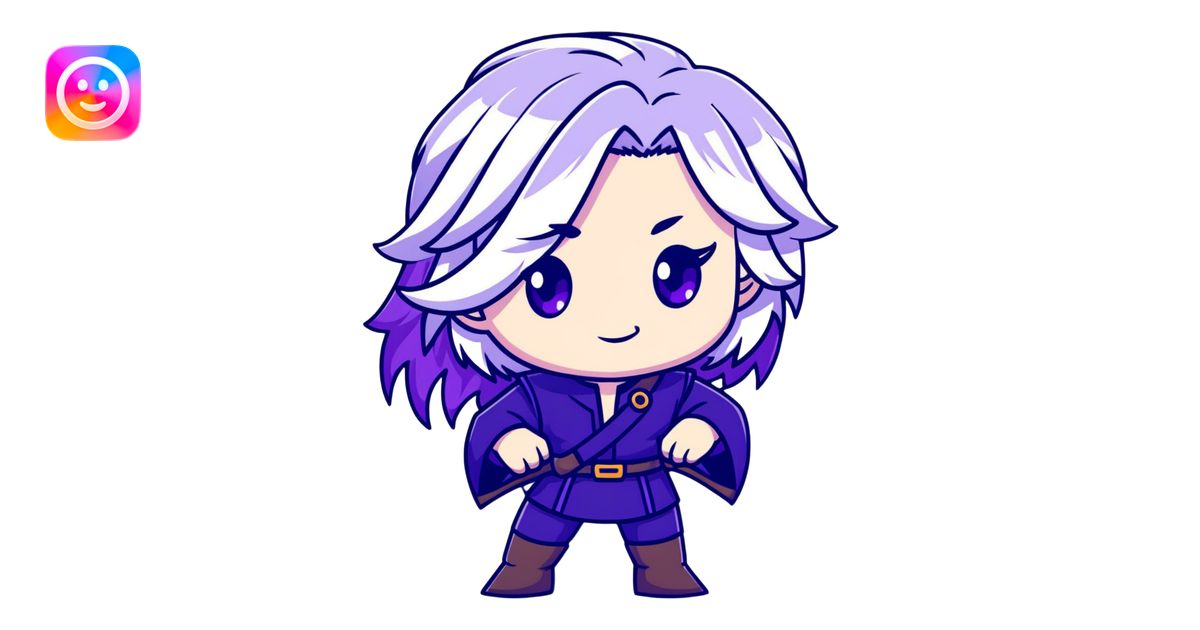 Chibi Sable Ward from Dead by Daylight with long white hair with purple ...