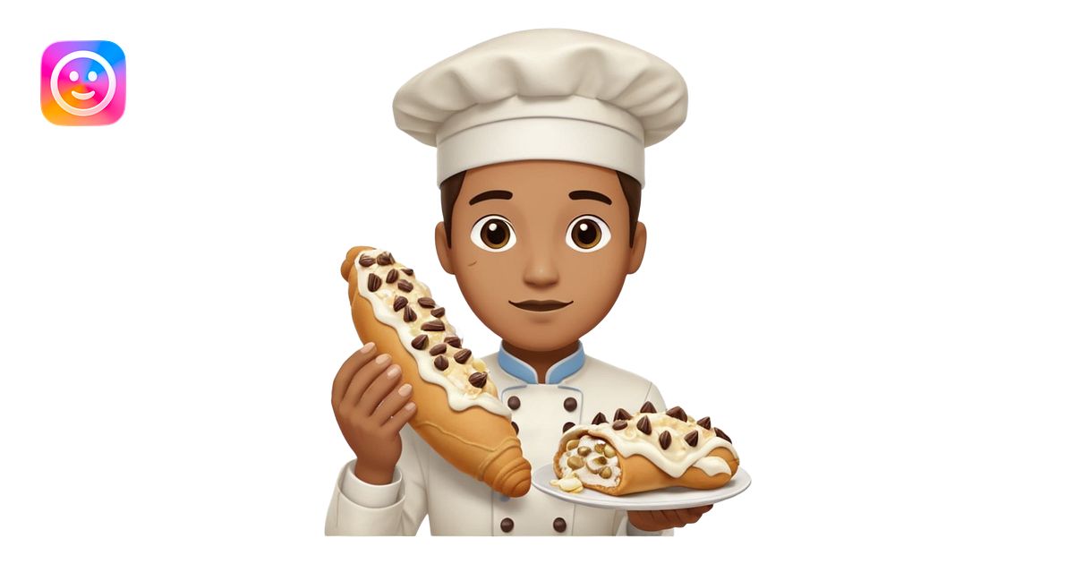 Smashed overworked pastry chef with cannoli emoji | AI Emoji Generator