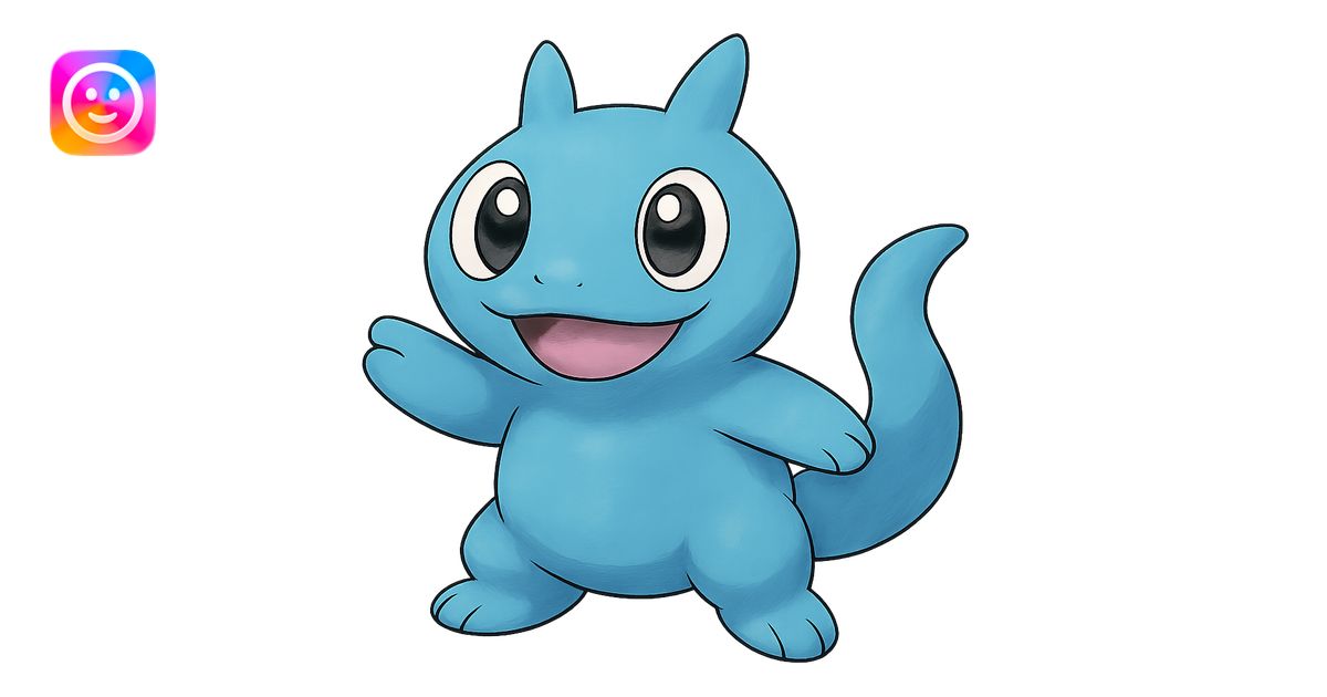 playful blue creature with big eyes image | AI Emoji Generator
