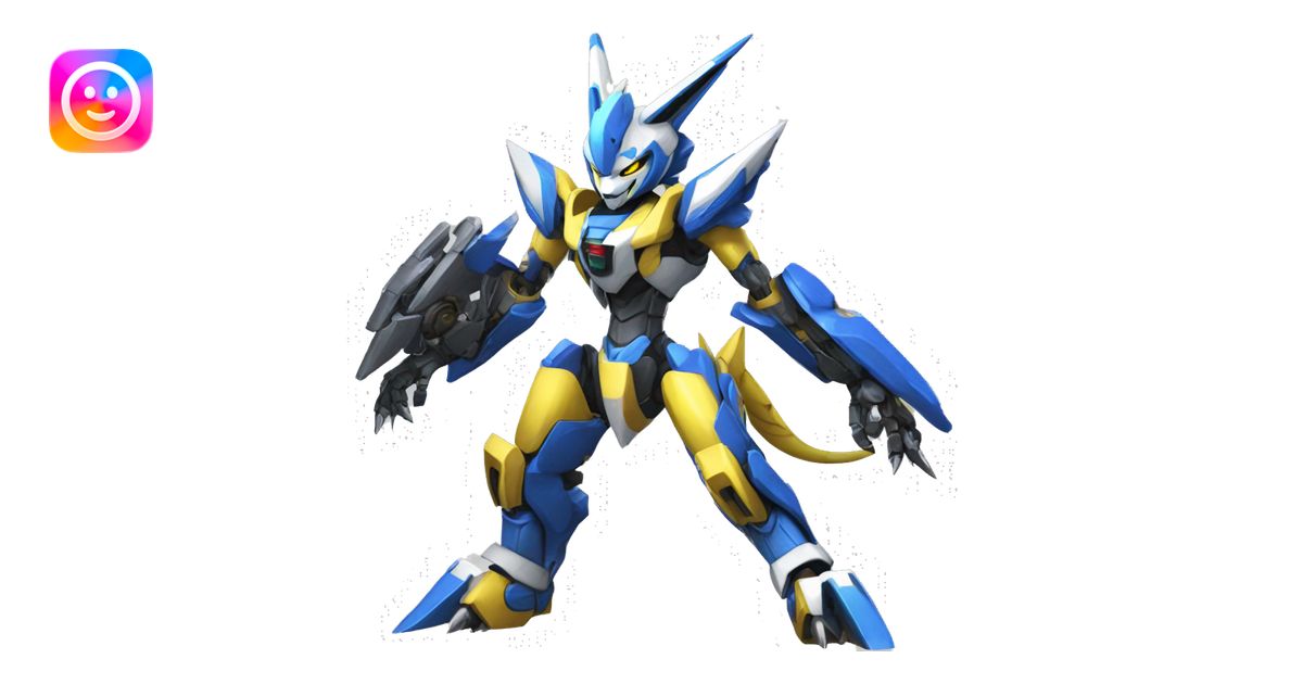 Renamon-Zeraora-Medabot-Mecha full body emoji | AI Emoji Generator