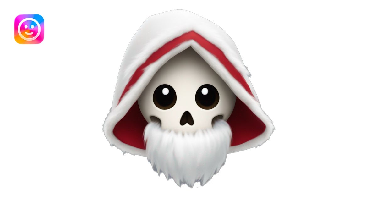Cute, happy little skull wearing a red velvet hood with fluffy white ...