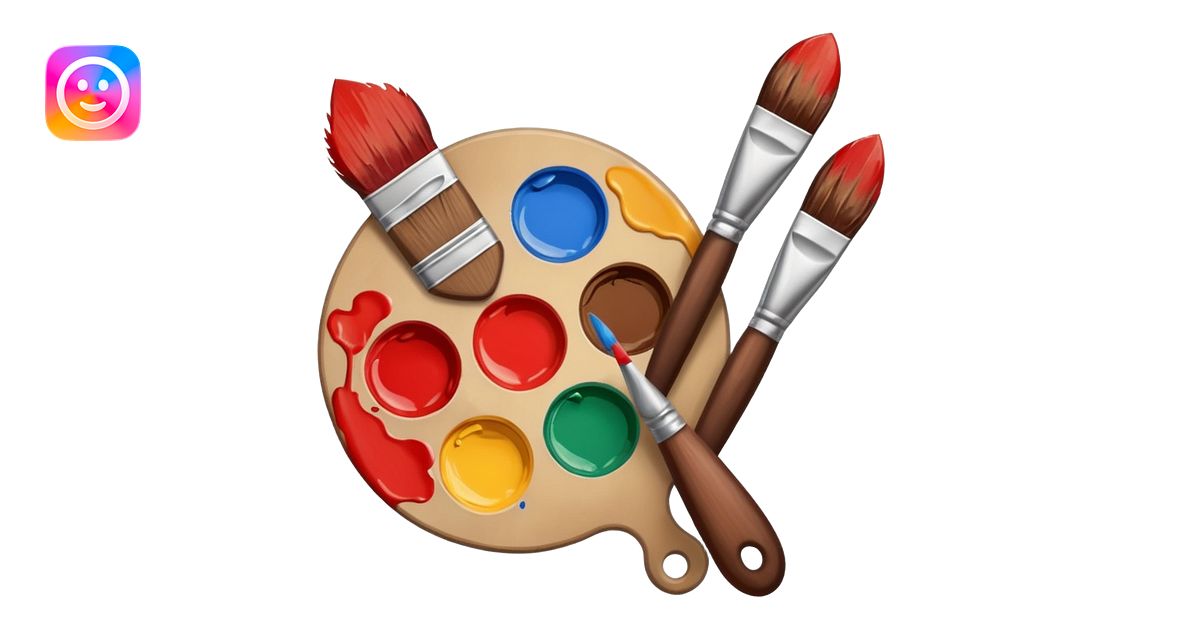 STICKER PINCEAUX ROUGE ET BRUN AVEC PALETTE DE PEINTURE ET TACHE DE ...