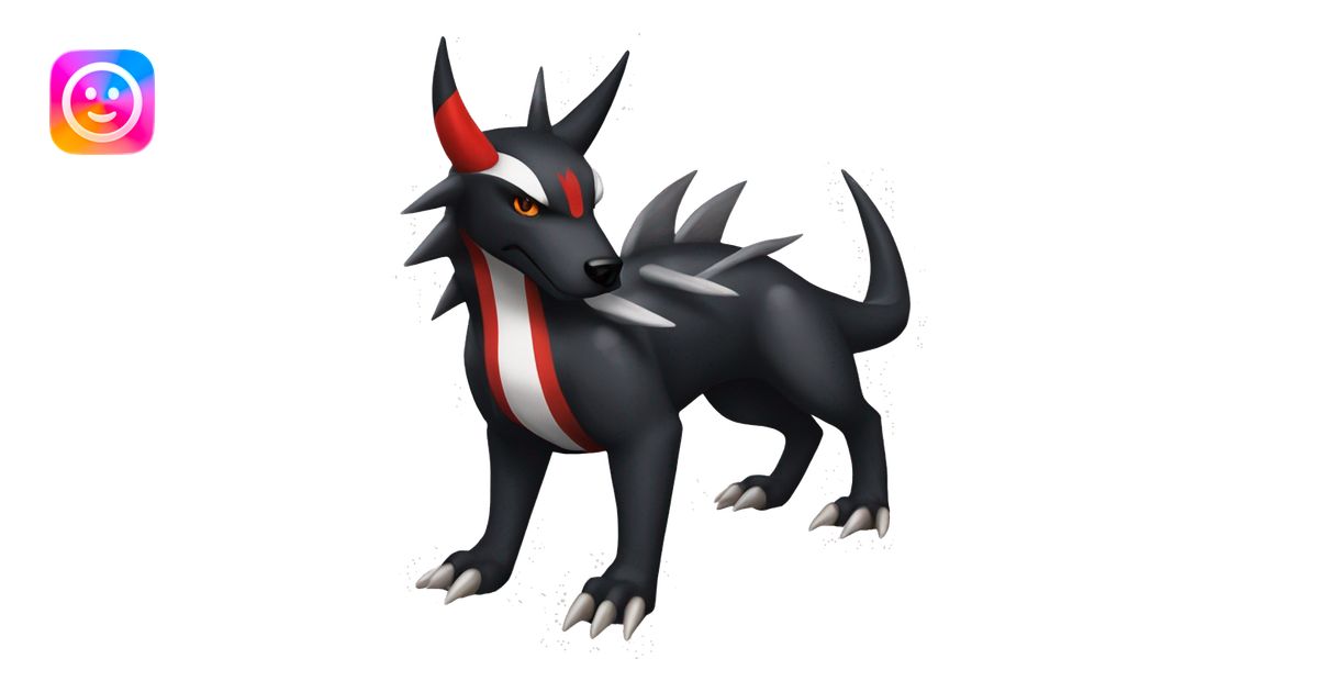 Black Cool Edgy Nargacuga-Houndoom-Garchomp Fakémon with Red and white ...