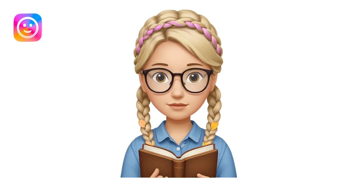 A student, girl, braid hair, wearing glasses, hold book in front of ...