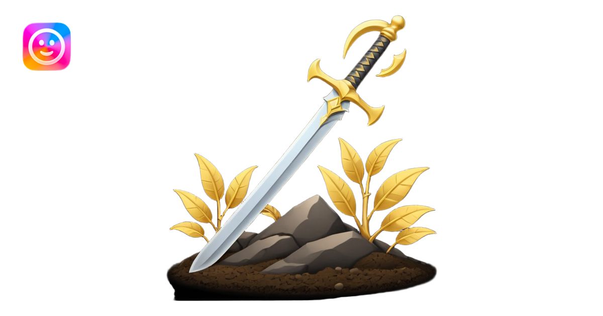 Minimalist emoji of a single upright sword planted into the ground with ...