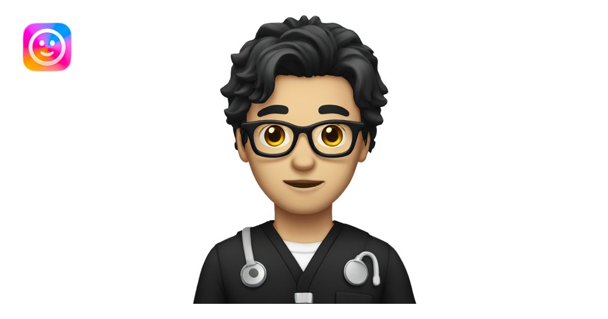 male goth scrubs with glasses emoji | AI Emoji Generator