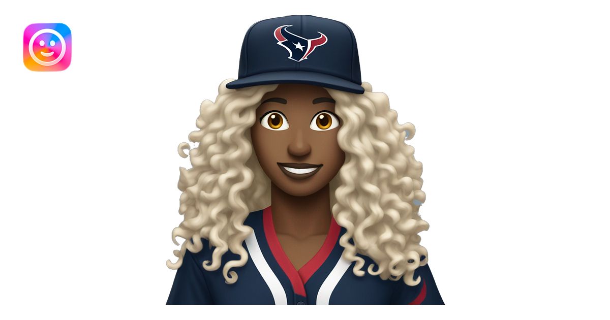 HOUSTON TEXANS baseball hat woman with long curly hair emoji | AI Emoji ...