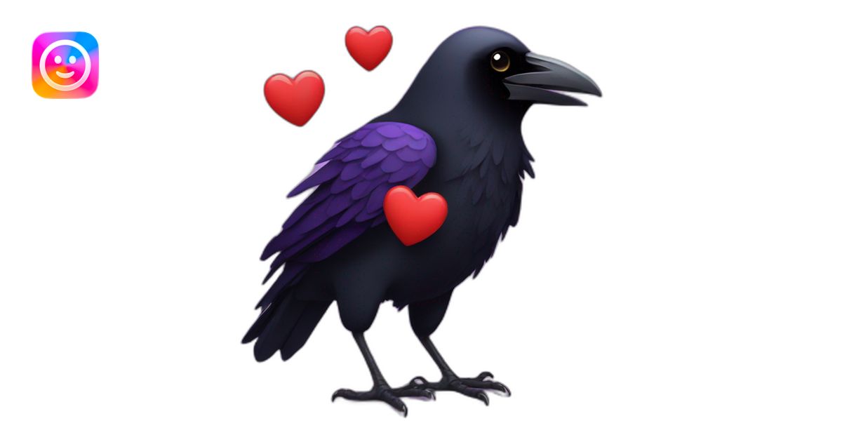 raven holding hearts emoji | AI Emoji Generator