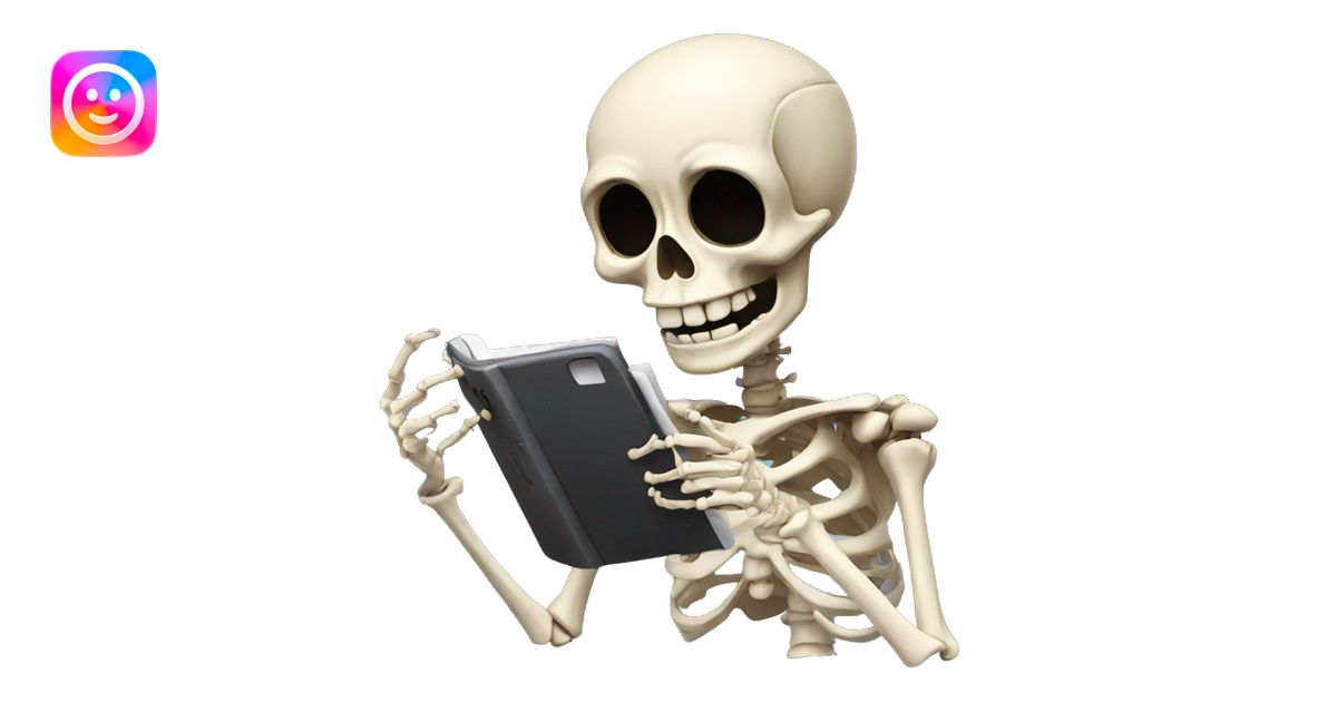 Skeleton reading text message cry laughing emoji | AI Emoji Generator