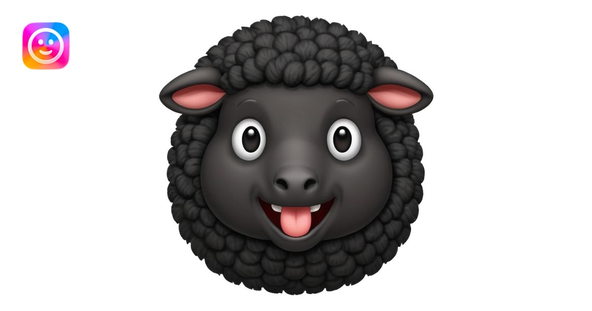 Animated black sheep laughing emoji | AI Emoji Generator