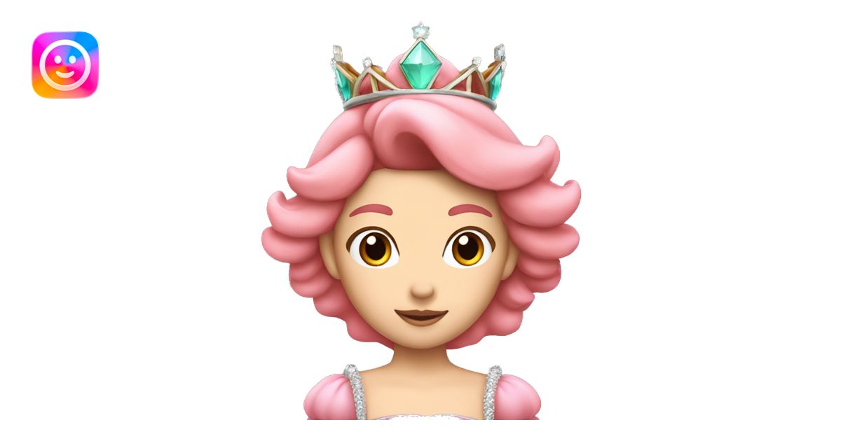 princess peach with tiara and dark long hair emoji | AI Emoji Generator