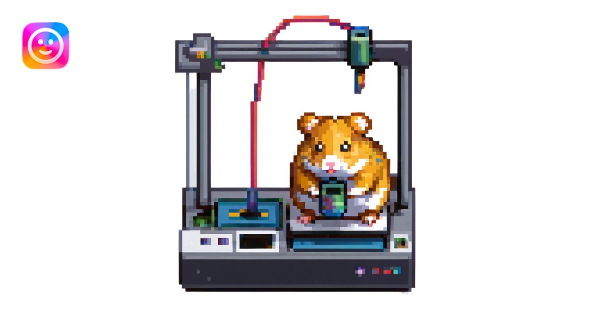 pixel art of a hamster standing on a 3D printer illustration | AI Emoji ...