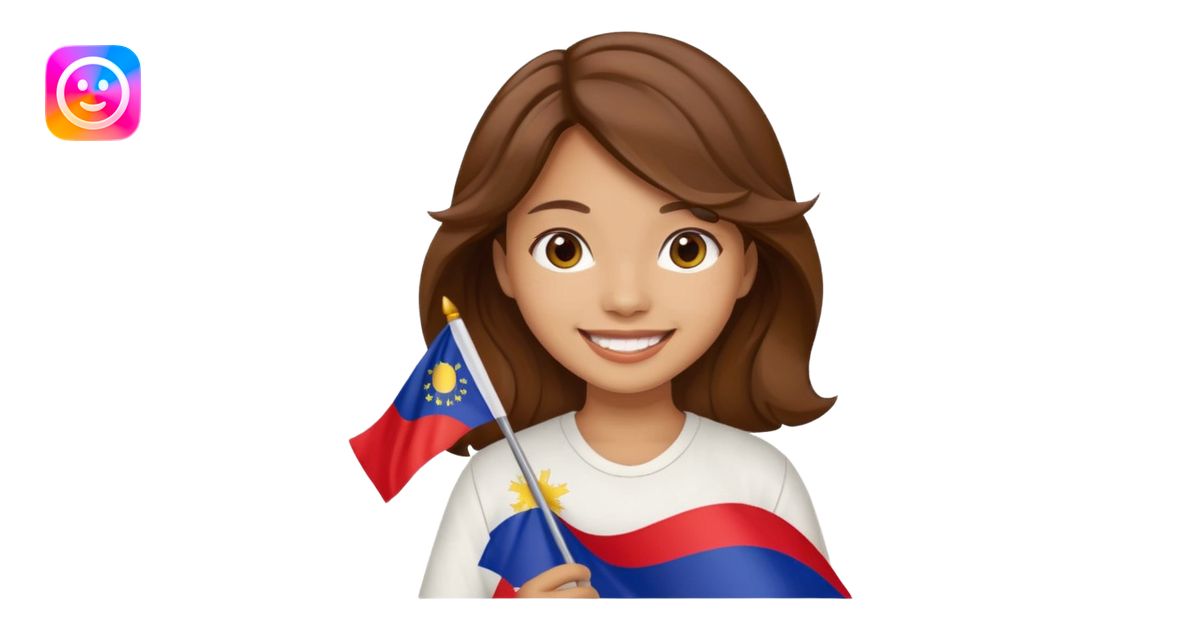 white wavy brown hair girl pinoy flag emoji | AI Emoji Generator