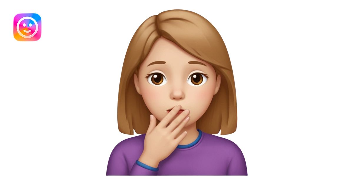 Hand over mouth with blushed cheeks emoji | AI Emoji Generator