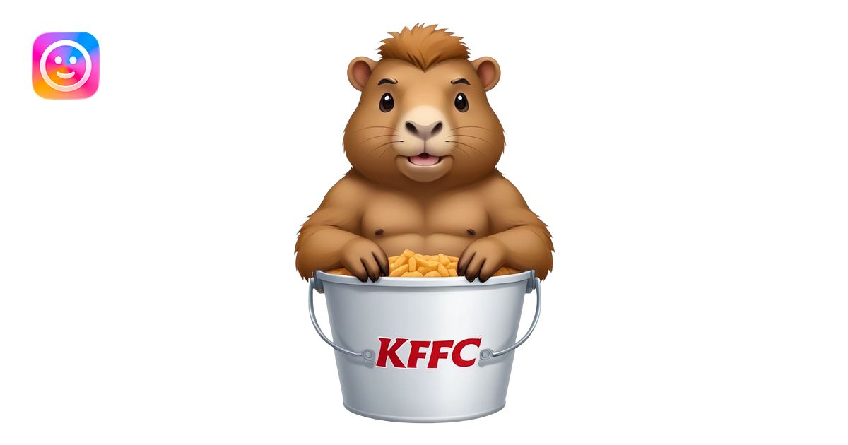 Muscular capybara with big muscles sitting in a KFC bucket emoji | AI ...