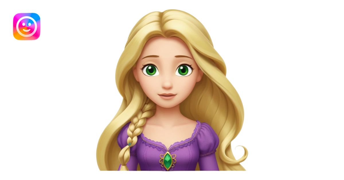 tangled disney rapunzel fair skin green eyes blonde hair emoji | AI ...